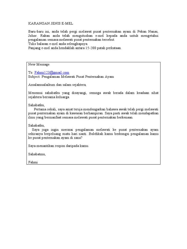 Soalan Karangan Jenis E-Mel | PDF
