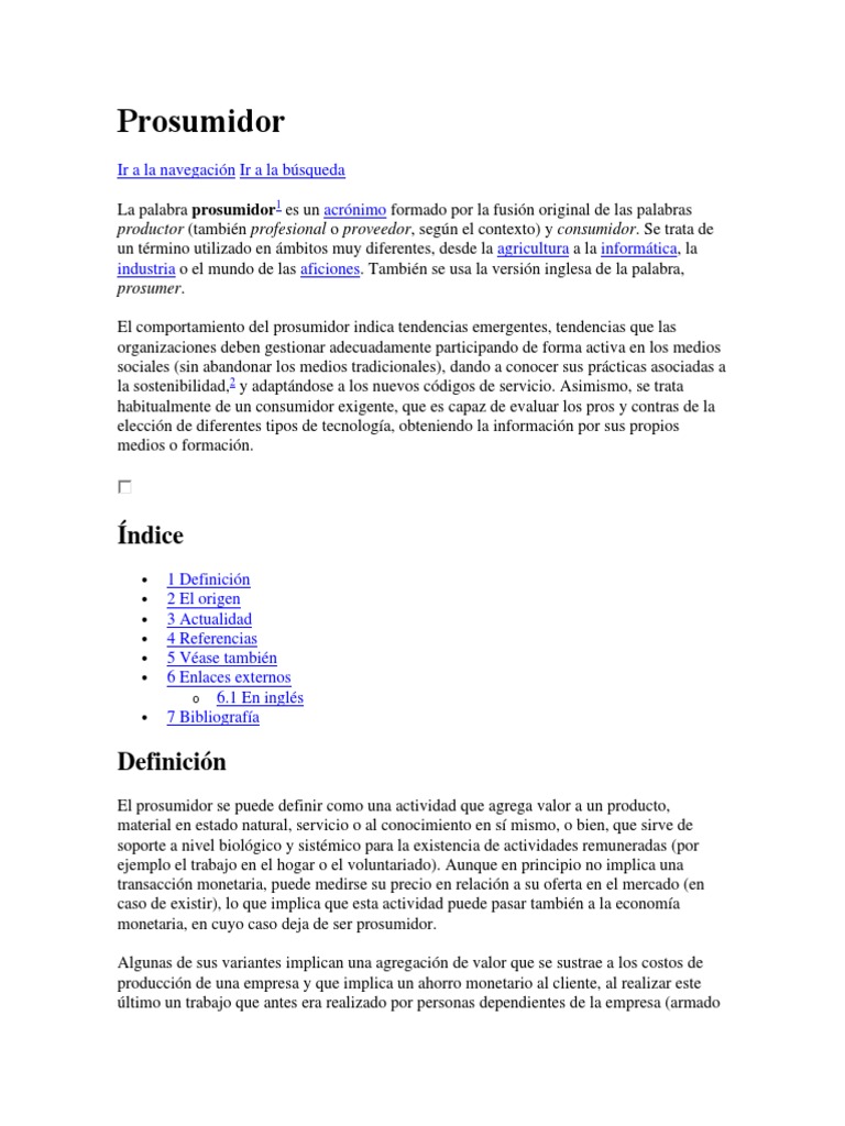 Prosumidor: Definición y Contexto | PDF | Marketing | Negocios económicos