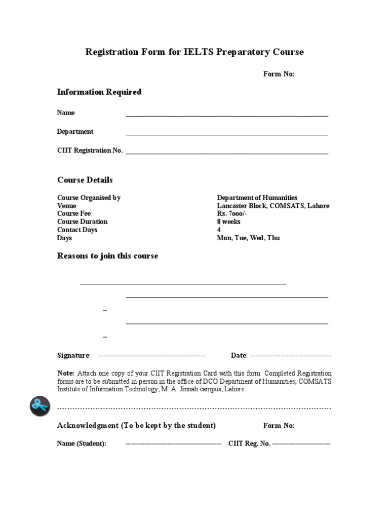 Registration Form For IELTS | PDF
