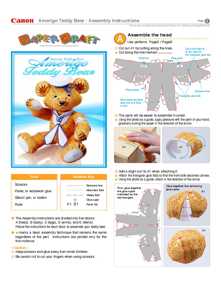 Amerigo Teddy Bear Assembly Instructions | PDF | Scissors | Game Theory