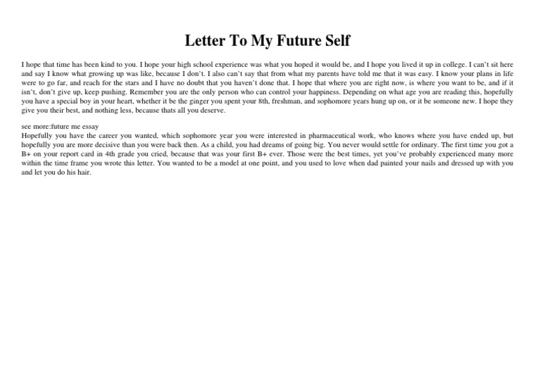 Letter To My Future Self | PDF