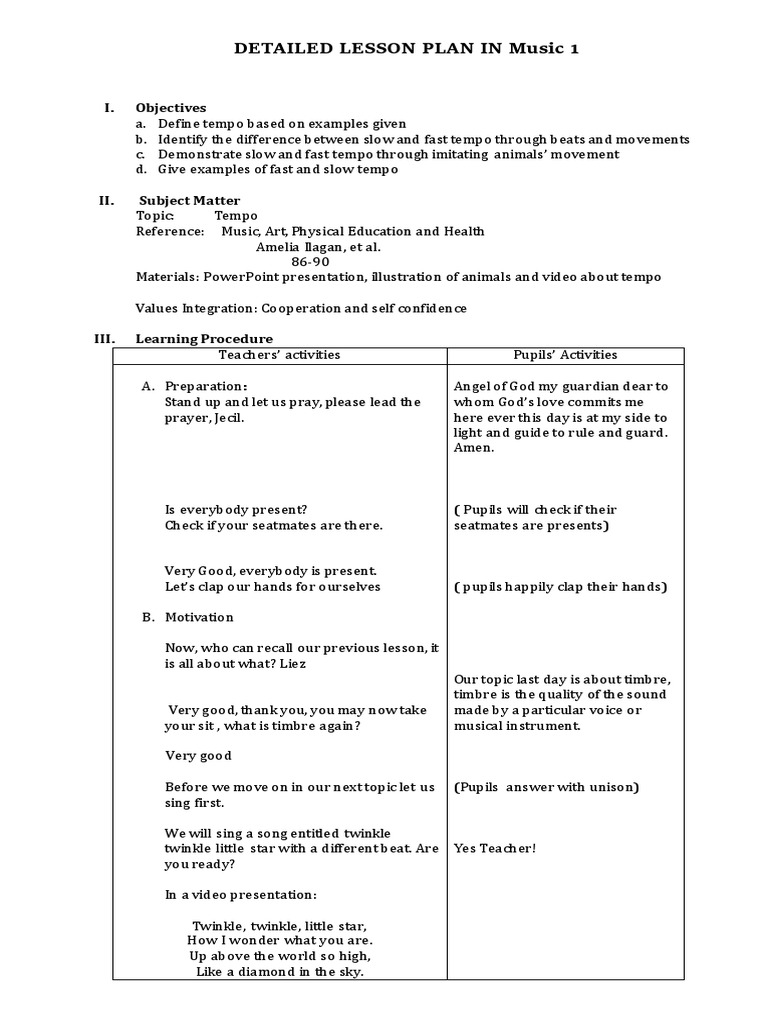 Lesson Plan in Music | PDF | Stars | Entertainment (General)