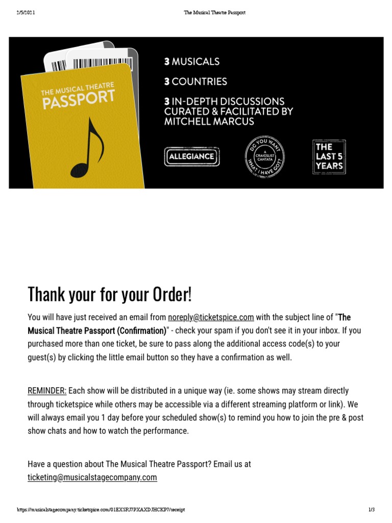 The Musical Theatre Passport | PDF | Email Spam | World Wide Web