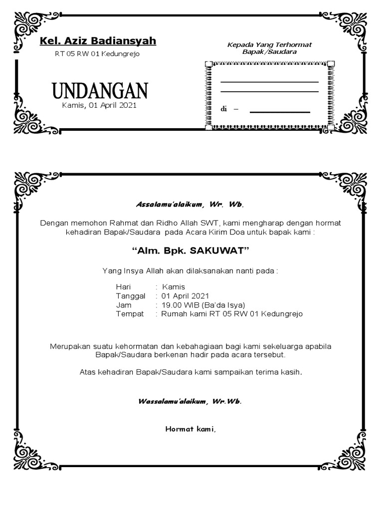 Undangan Kirim Doa | PDF