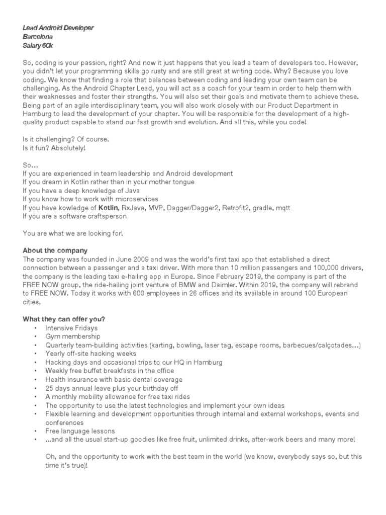 Lead Android Developer - MTX | PDF | Science | Science And Technology