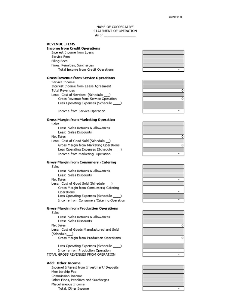 Cooperative Financial Statement Overview | PDF | Revenue | Gross Margin