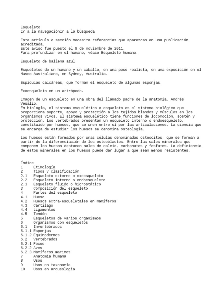 Esqueleto | PDF | Esqueleto | Zoología