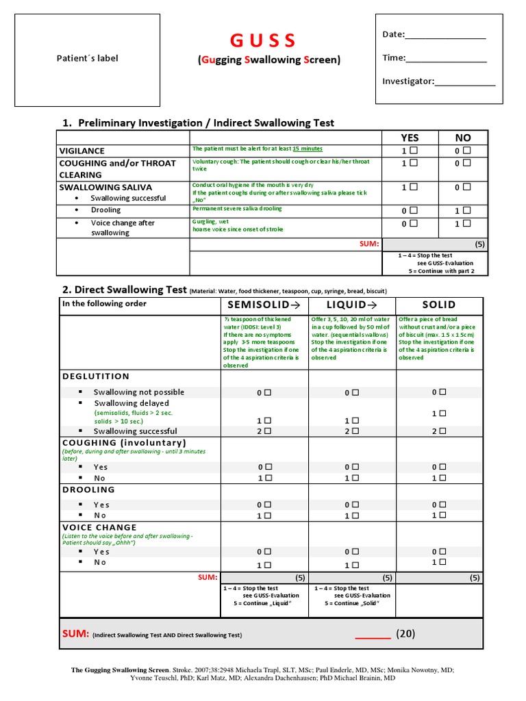 GUSS Screening Tool | PDF | Diseases And Disorders | Medicine