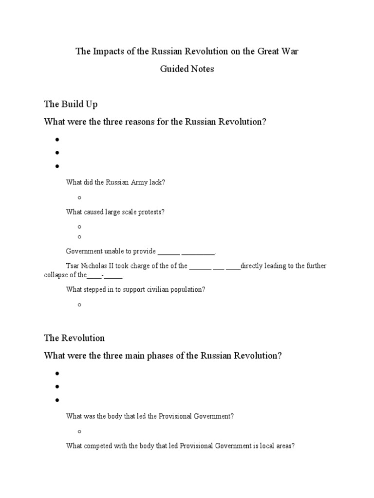 The Impacts of The Russian Revolution On The Great War | PDF