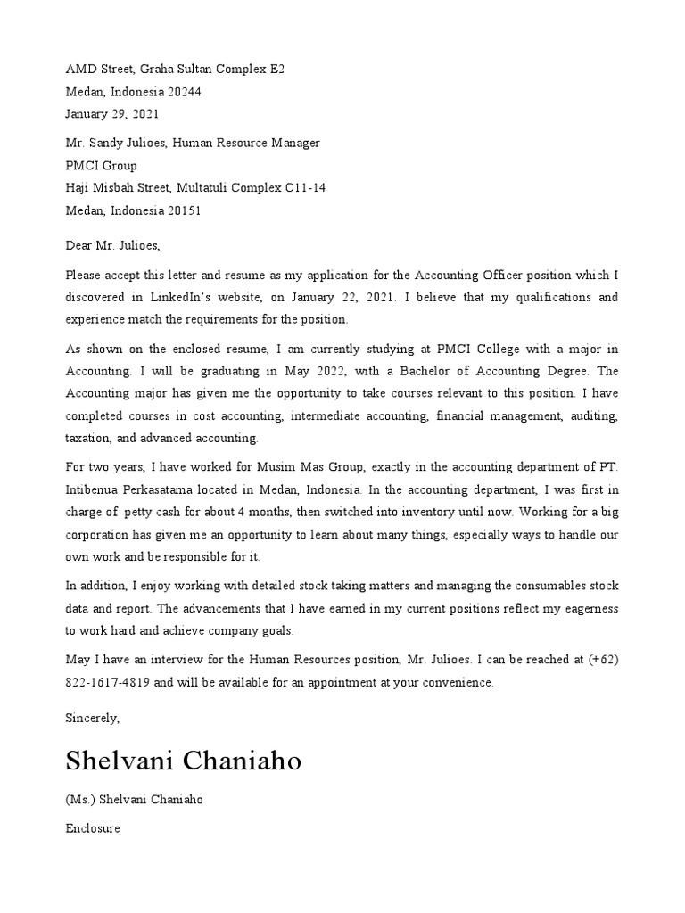 Cover Letter & Chronological Resume | PDF | Accounting | Business