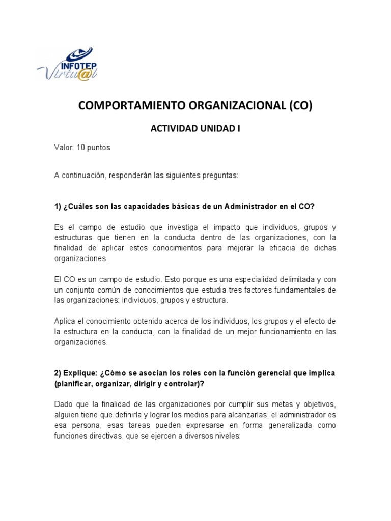 Tarea 1 de Auxiliar de Contabilidad Infotep | PDF | Planificación | Comportamiento