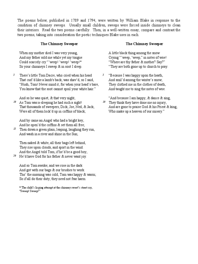 Jacob Hensley 2020 The Chimney Sweeper Prompt | PDF | Heaven | William ...