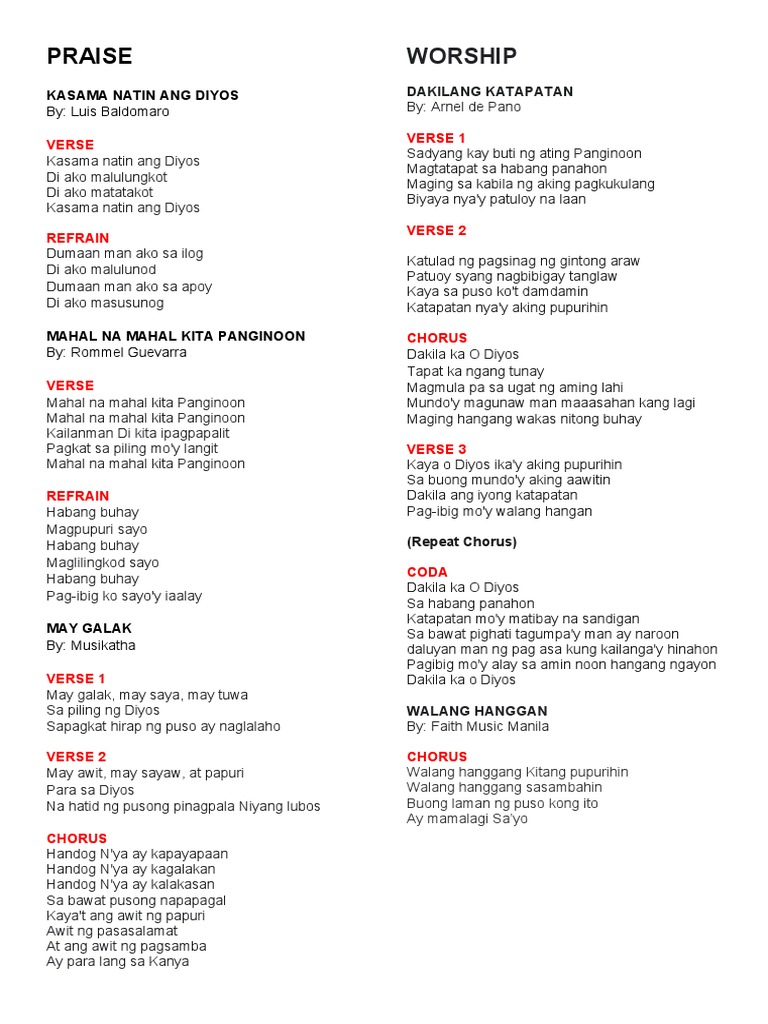 Sample of Praise and Worship Line-Up | PDF