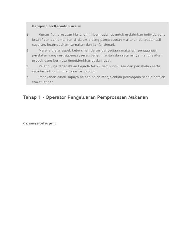 Pemprosesan Makanan (Institut Skill Tech) | PDF