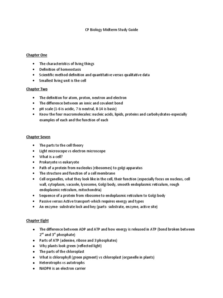 High School Biology Study Guide | PDF