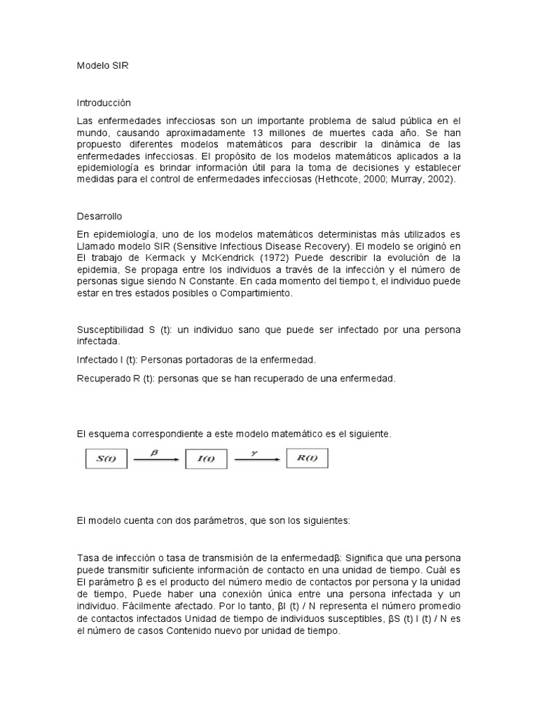 Modelo SIR epidemiológico clásico | PDF | Epidemiología | Infección