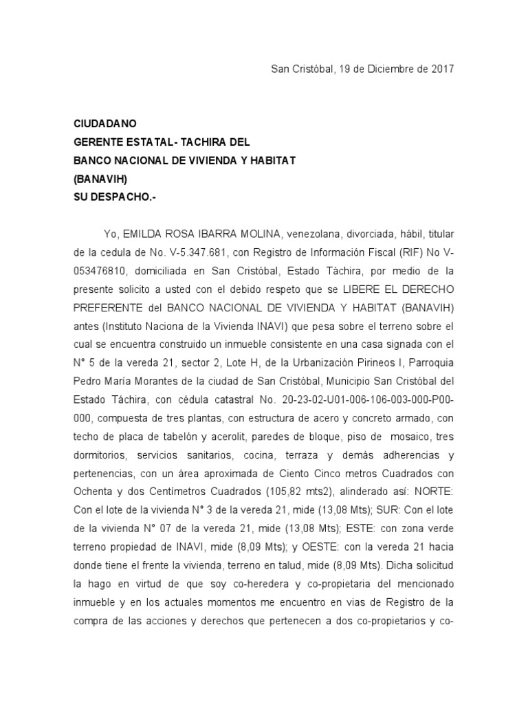 Solicitud de Liberación de Terreno BANAVIH | PDF