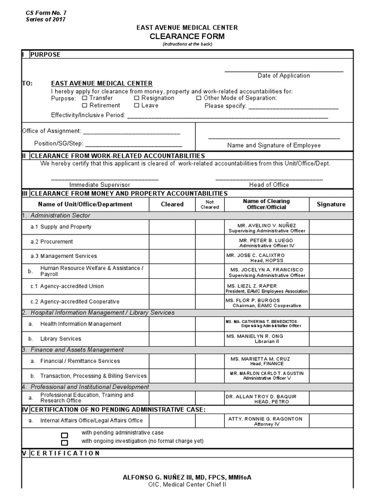 CS Form No. 7 Clearance Instructions | PDF | Economies | Business