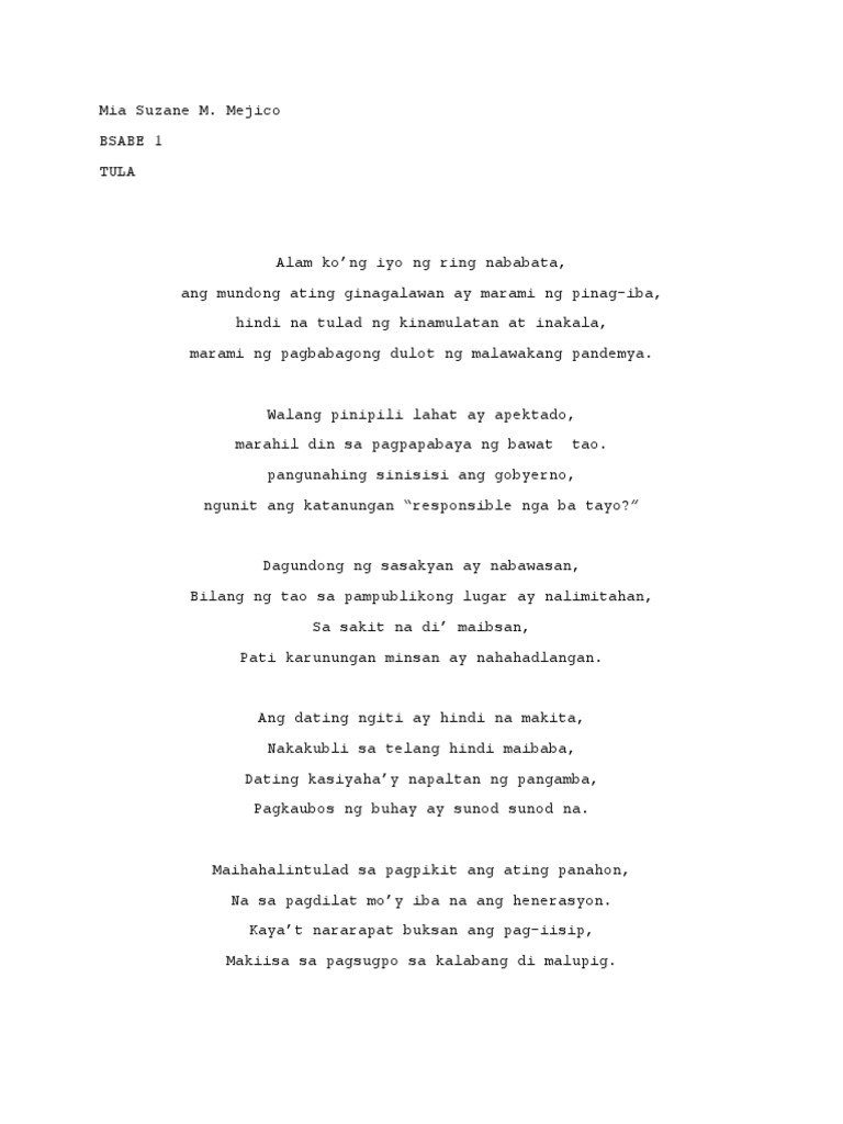 Tula Sa Filipino | PDF