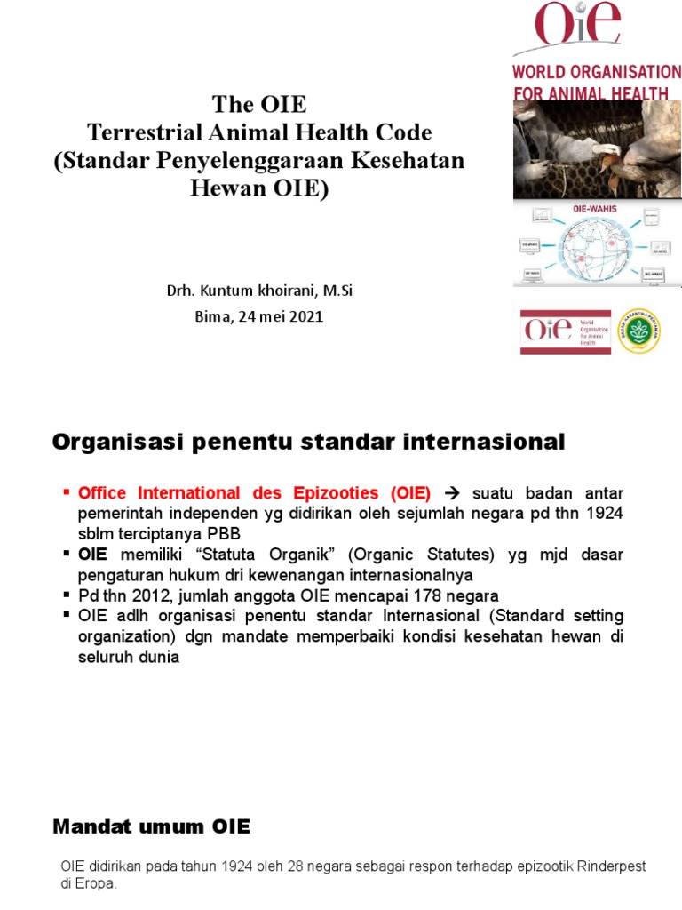 The Oie Terrestrial Animal Health Code (Standar Penyelenggaraan ...