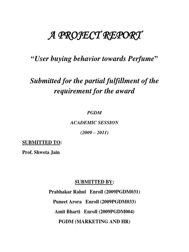 Sample Marketing Research Project Perfume | PDF | Perfume | Business