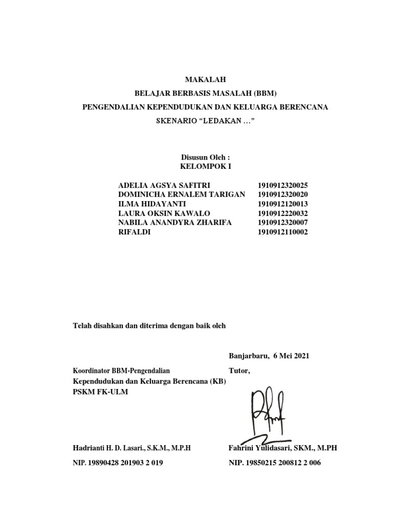 Lembar Pengesahan Kelompok I Tutorial BBM PPK Skenario 1 | PDF