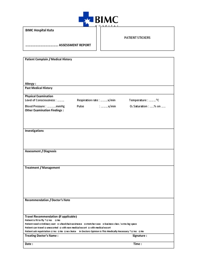 Initial Assessment Form Specialist OPD | PDF