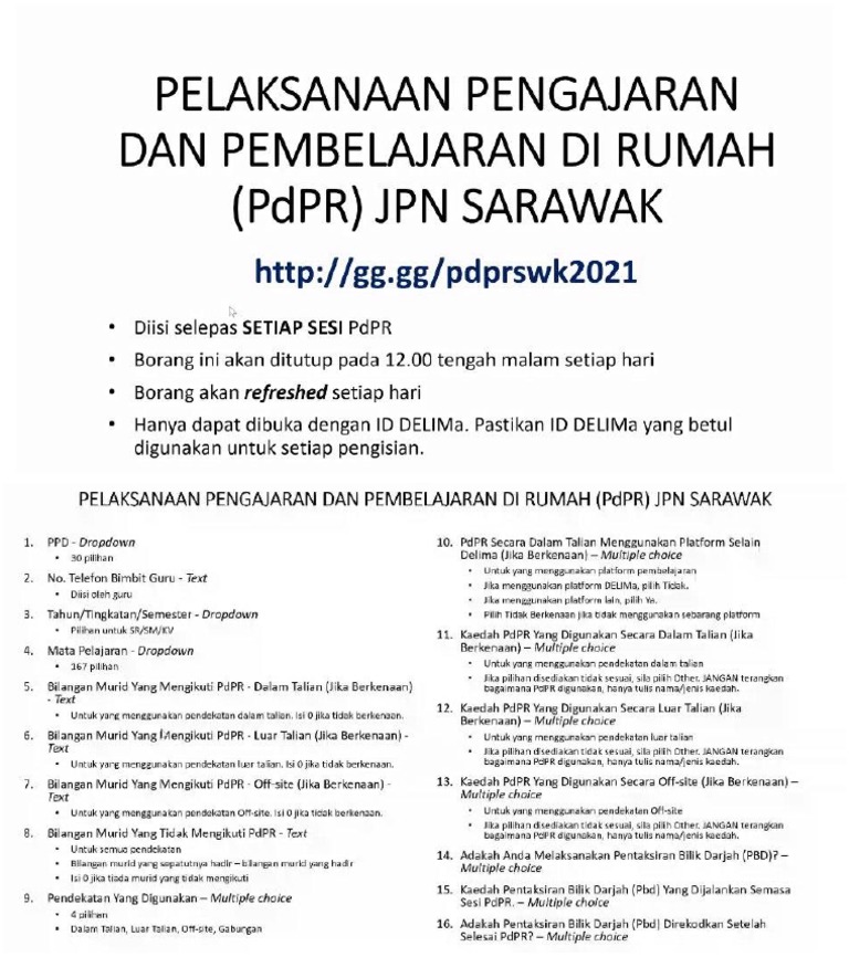 Panduan Pelaporan PDPR 2021 | PDF