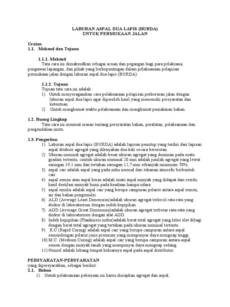 Laburan Aspal Dua Lapis | PDF