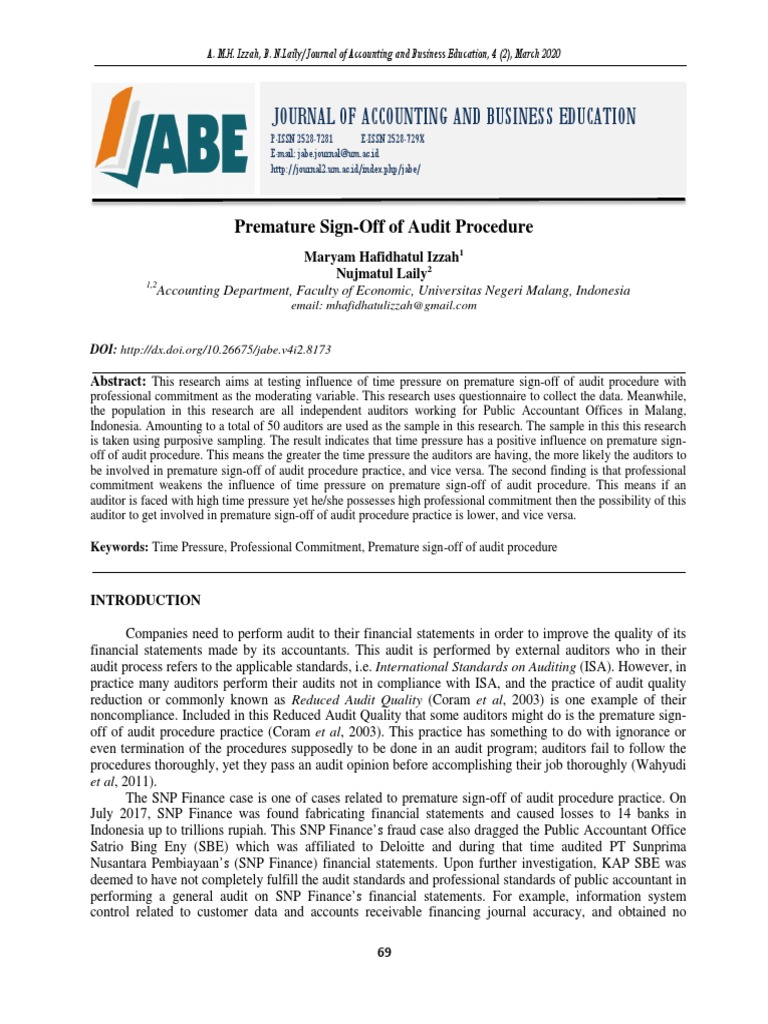 Premature Sign Off Procedures | PDF | Audit | Behavior