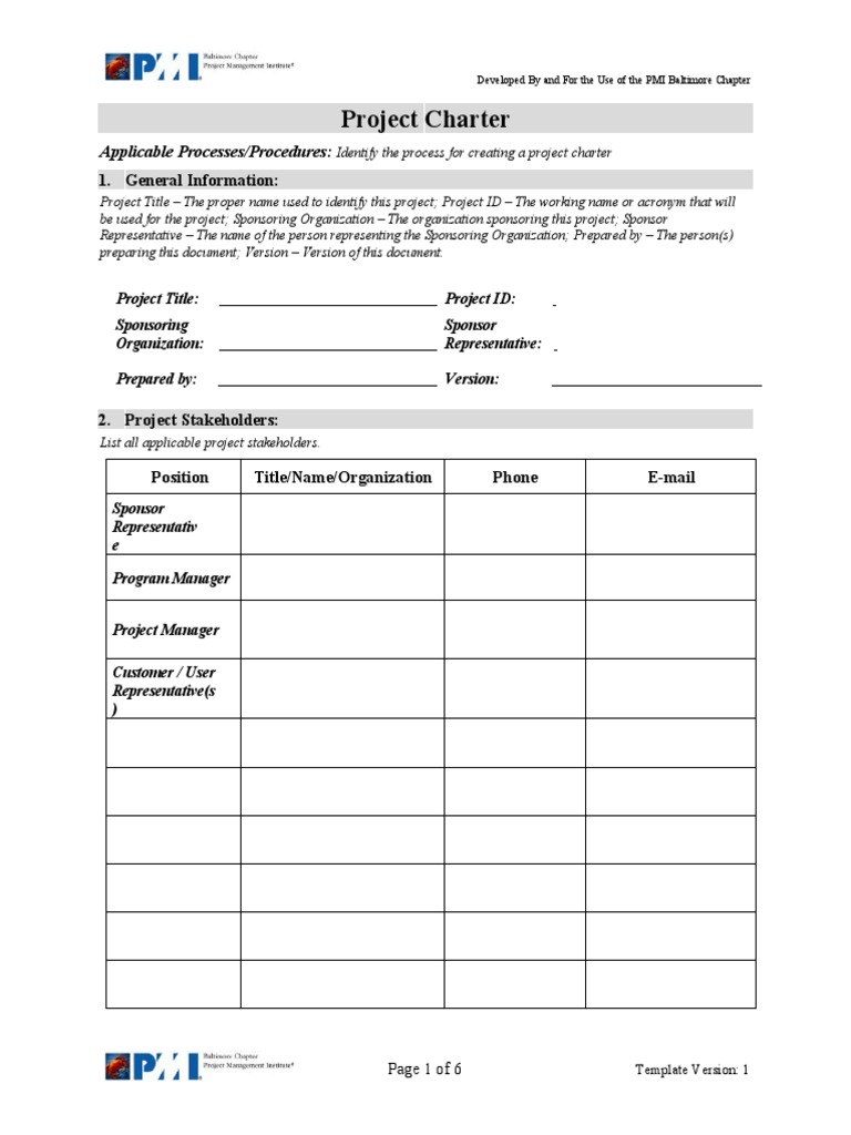 Project Charter: Applicable Processes/Procedures | PDF | Project ...