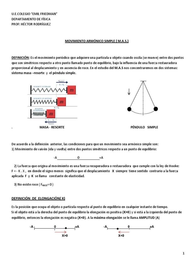 Elongación en Movimiento Armónico Simple | PDF | Péndulo | Cantidad