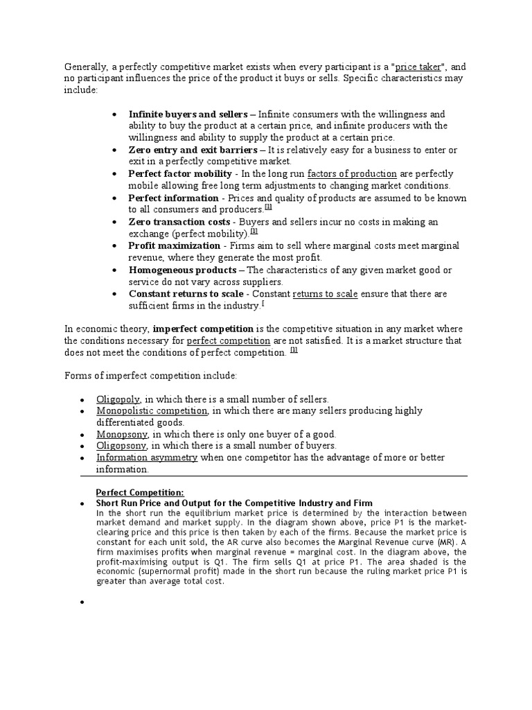Perfect and Imperfect Competition | PDF | Oligopoly | Profit (Economics)