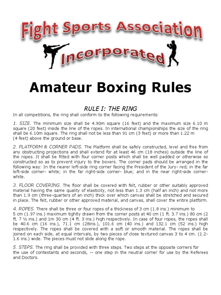 Amateur Boxing Rules: Rule I: The Ring | PDF | Referee | Professional ...
