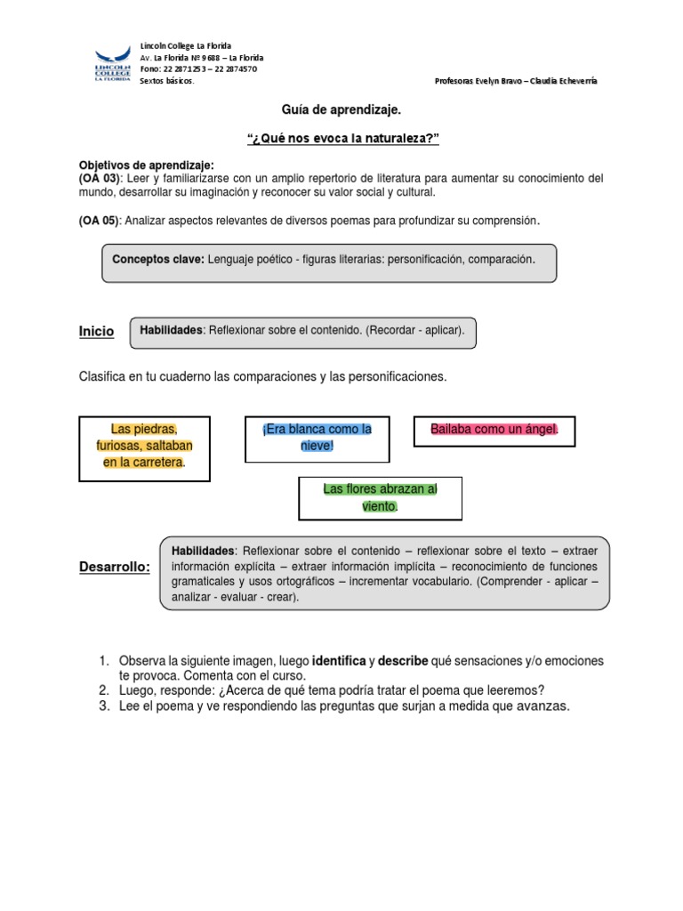 Guía Poesía y Lenguaje Figurado. | PDF | Poesía