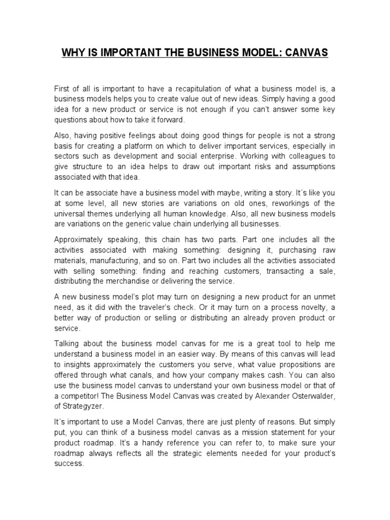 Why Is Important The Business Model | PDF | Business Model | Economies
