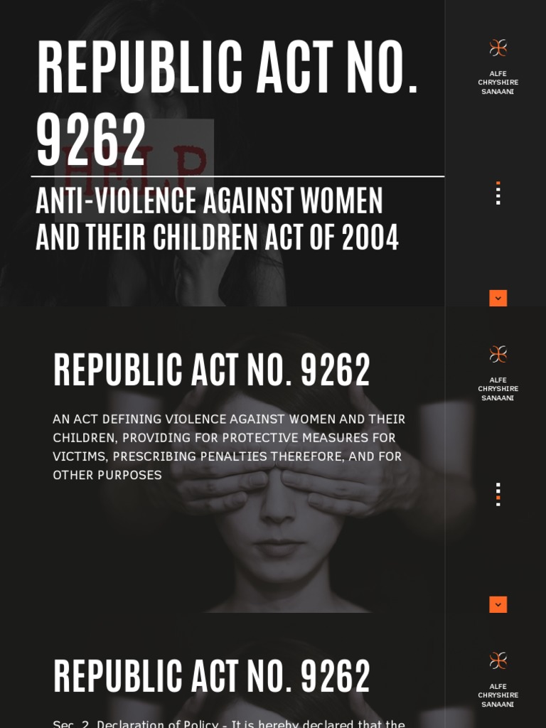 Republic Act No. 9262 | PDF | Restraining Order | Violence