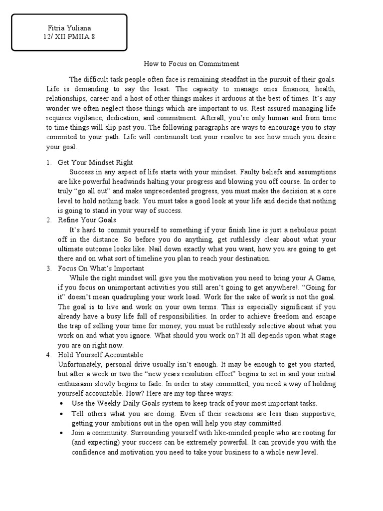 How to Stay Committed to Goals | PDF | Motivation | Motivational