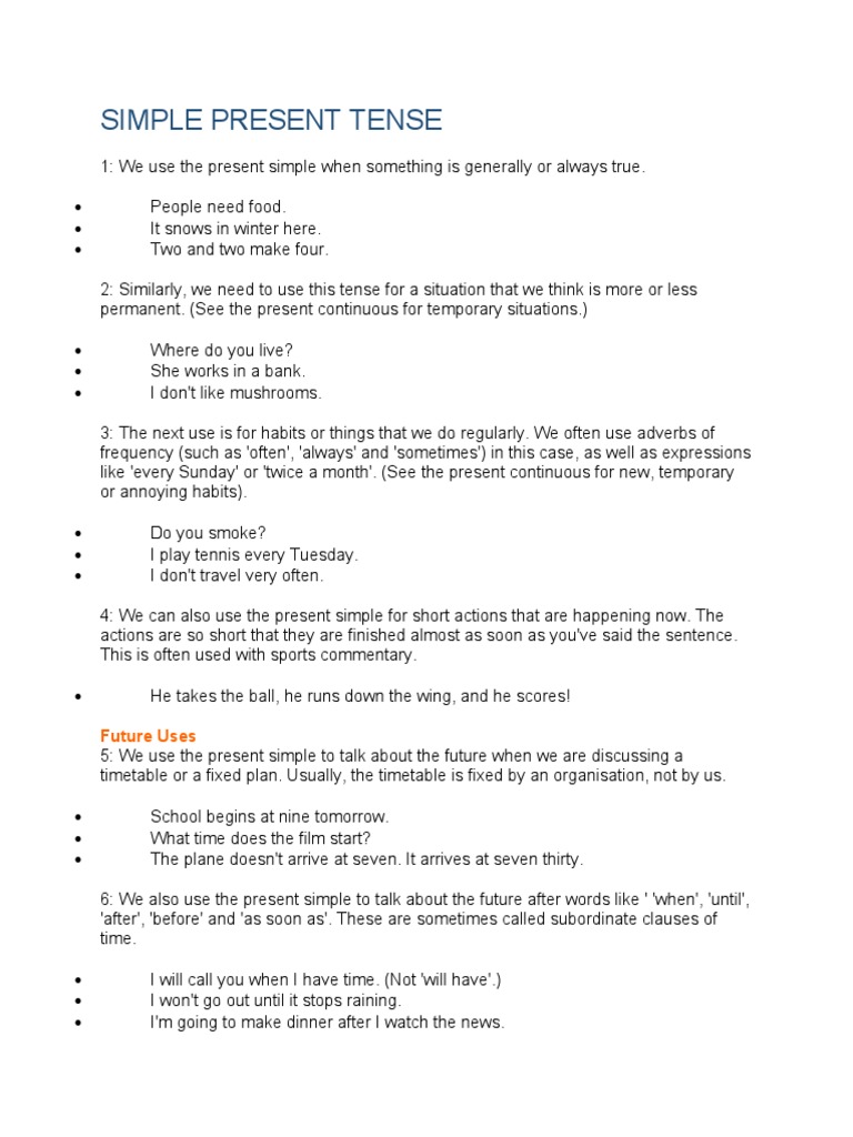 Simple Present Tense | PDF | Grammar | Language Mechanics