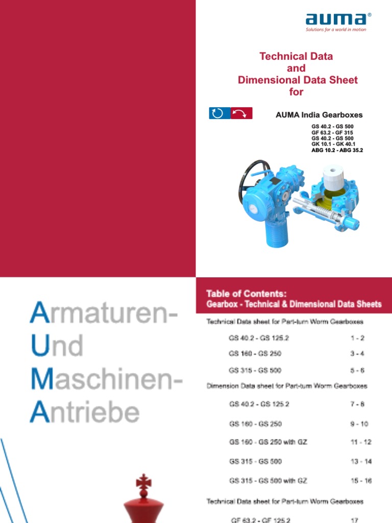 Technical Data and Dimensional Data Sheet For: AUMA India Gearboxes | PDF | Transmission ...