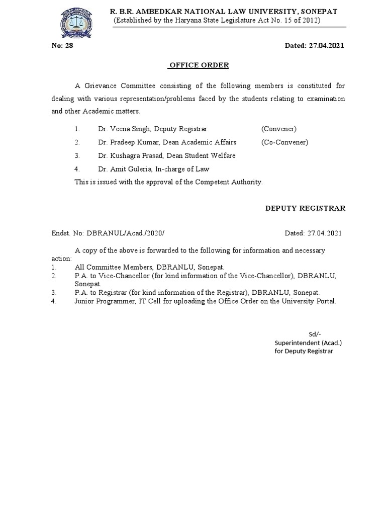 Grievance Committee Formation Notice | PDF | Law | Technology & Engineering