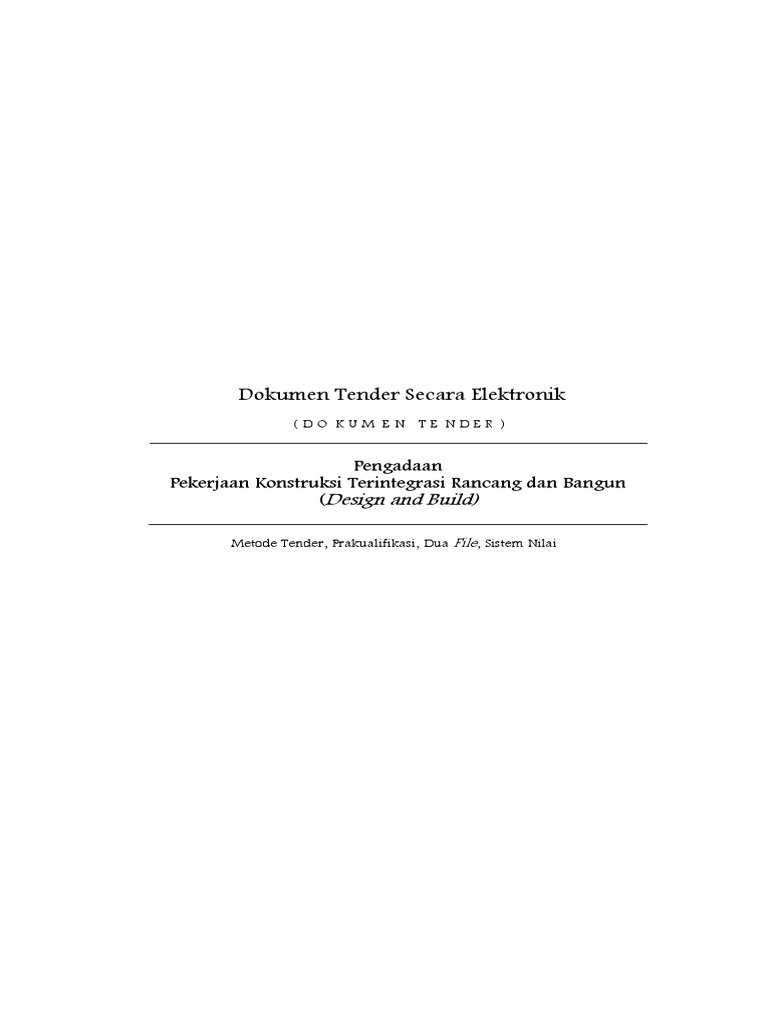 Dokumen Tender (Pemilihan) | PDF