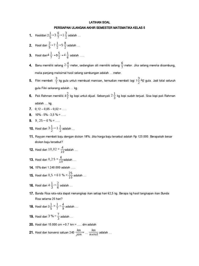 Latihan Soal PAS Ganjil | PDF