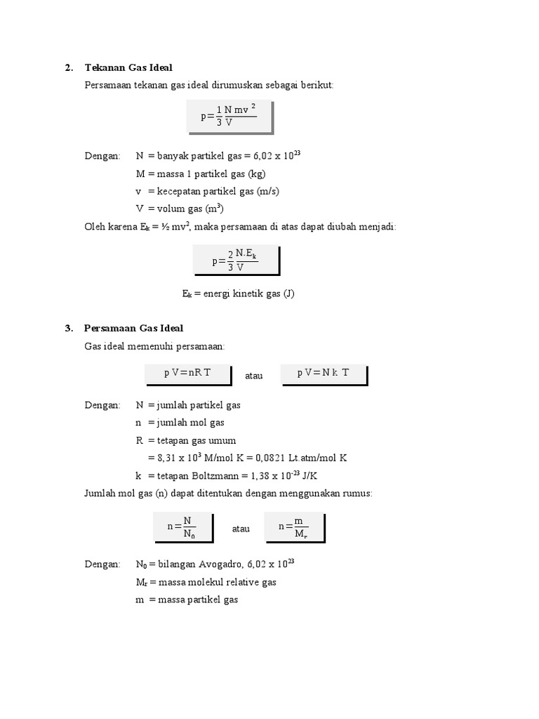 Tekanan Gas Ideal | PDF