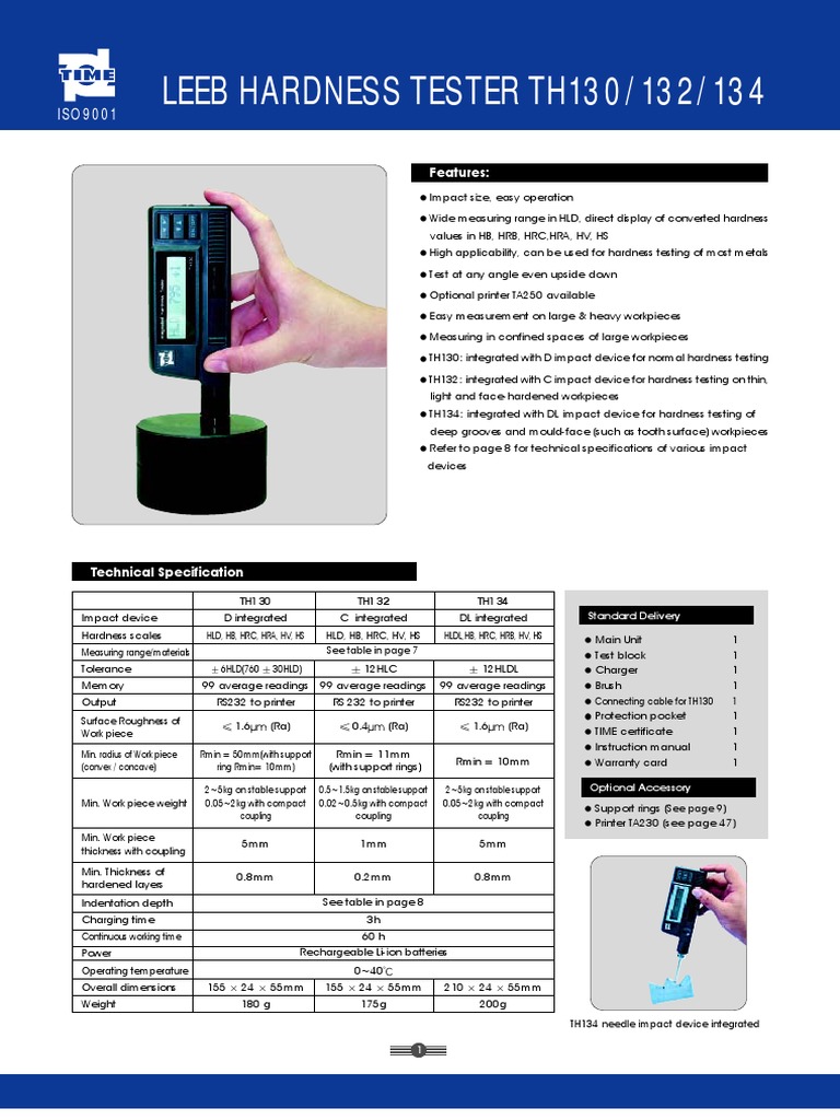 Hardness Tester - Time TH130 TH134 | PDF | Hardness | Materials