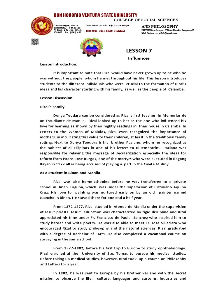Lesson 7: Don Honorio Ventura Stateuniversity | Download Free PDF ...