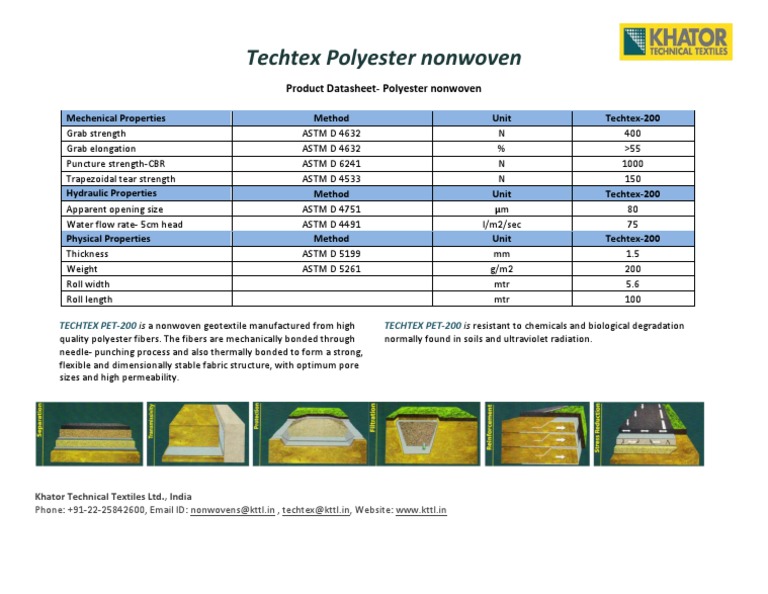 Techtex PET-200 Datasheet Overview | PDF | Nonwoven Fabric | Fibers