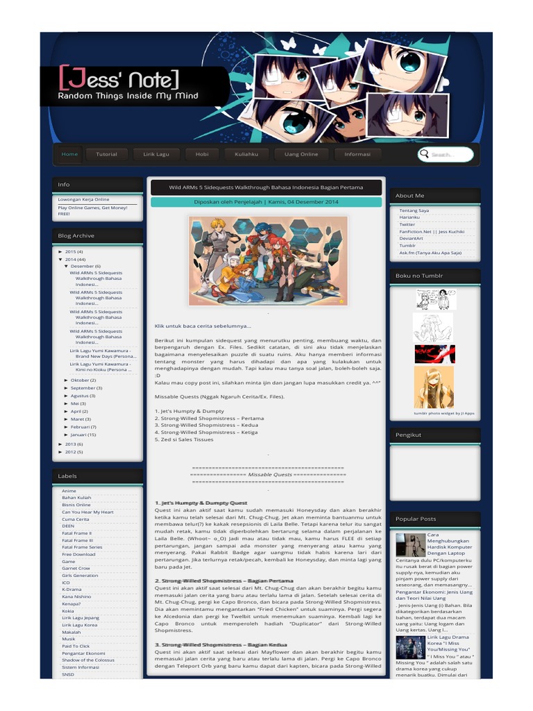 Wild-Arms-5-Sidequests 1 | PDF