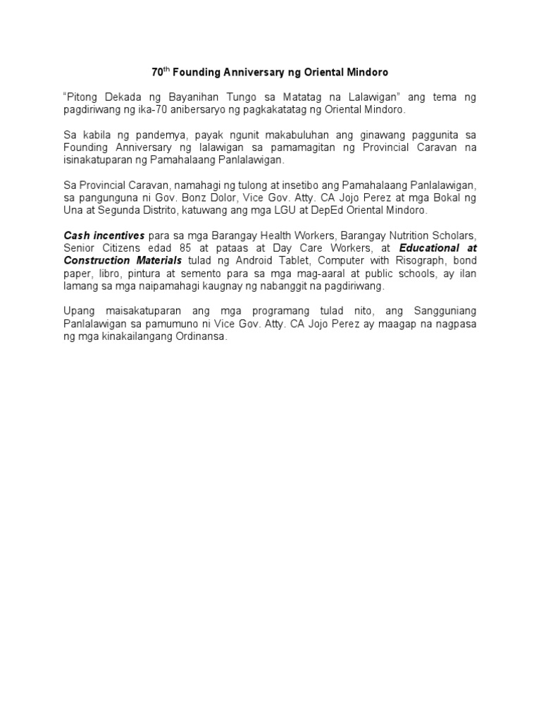 70th Founding Anniversary | PDF