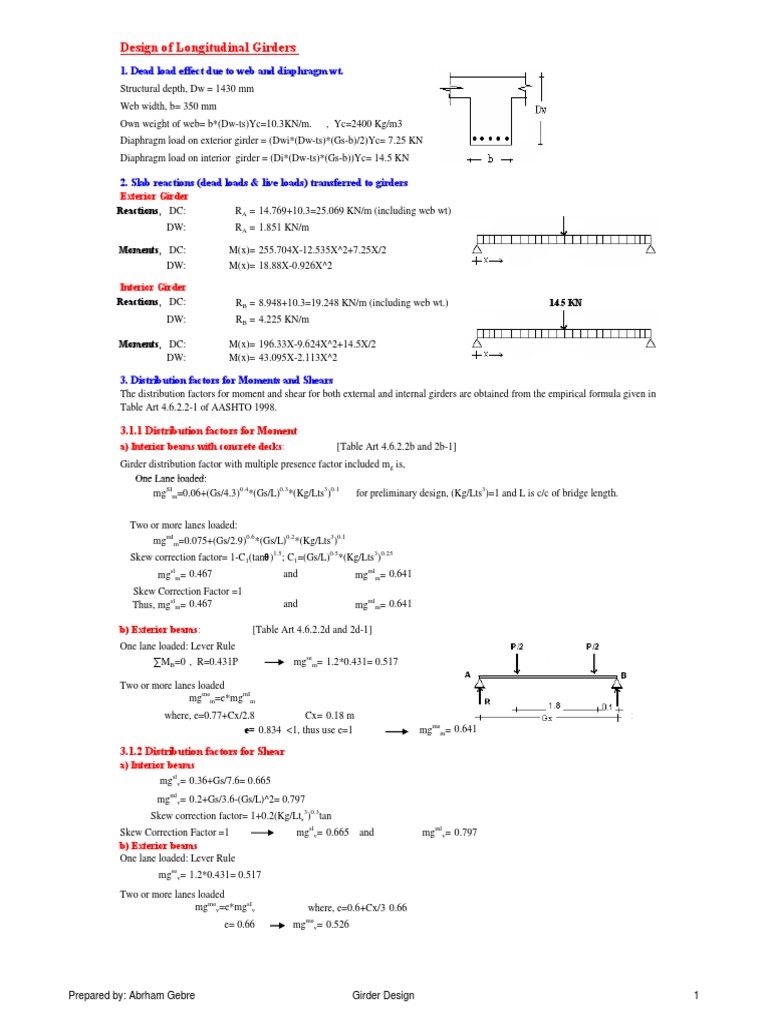 Design of Longitudinal Girders: Exterior Girder | Descargar gratis PDF | Bending | Solid Mechanics